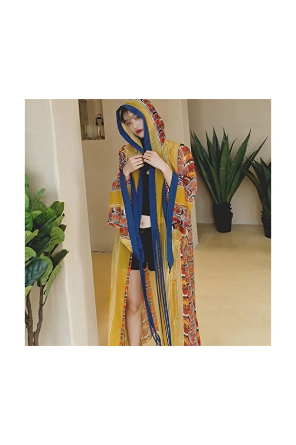 GFDFD Bohemian Seaside Resort Style ethnique Cape dété Cardigan mi-...