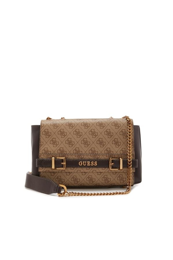 Guess Borsa tracolla Donna Marrone/Latte Sestri logo convrtbl