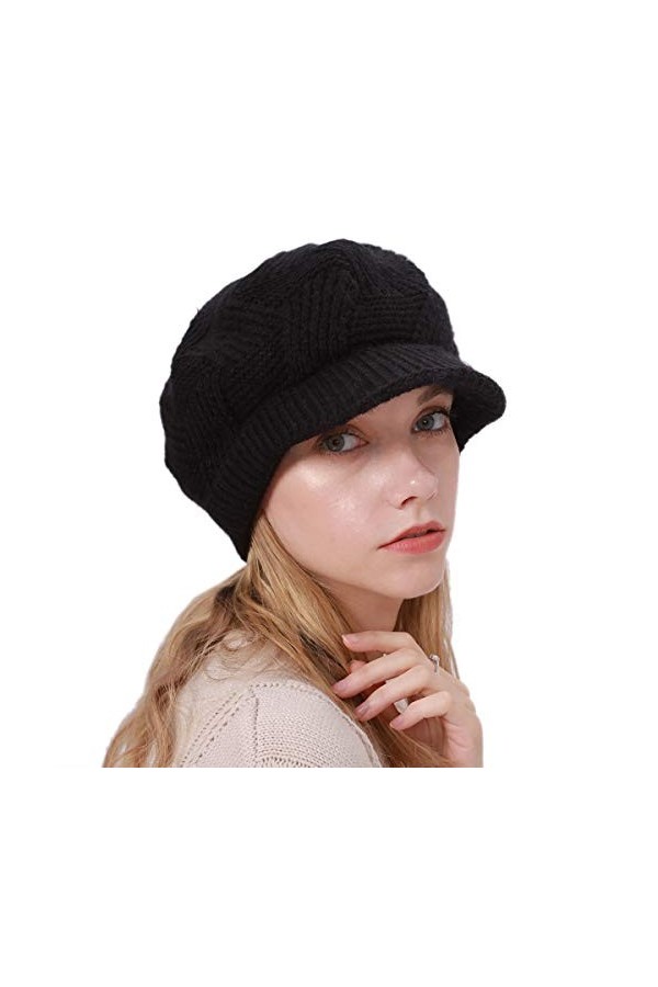 vamei Femme Béret Bonnet Hiver Chapeau Tricoté Dame béret Chaud Cas...